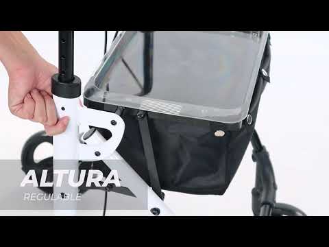 Aluminum folding walker | Single lever handle | With bag and tray | 4 ...